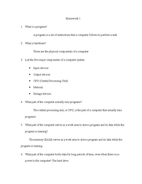 Homework I Intro To Python Homework 1 What Is A Program A Program Is A Set Of Instructions