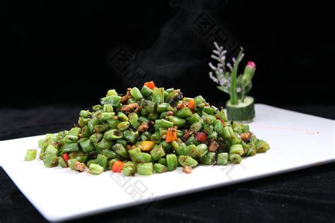 榄菜肉松炒四季豆图片 图品汇
