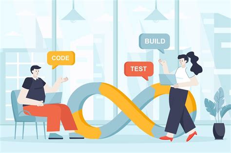 Devops Concept In Flat Design Vector Illustration 2612419 Vector Art At