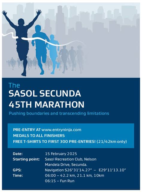 Sasol Secunda 15 Feb 2025 Entry Ninja The Best Outdoor Fitness And Sporting Event Entries