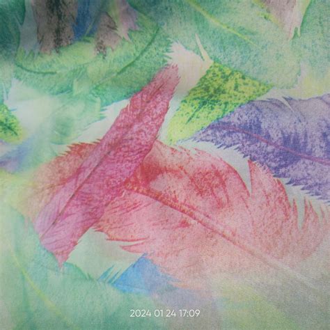 Leaf Multi Colour Print On Habutai Satin