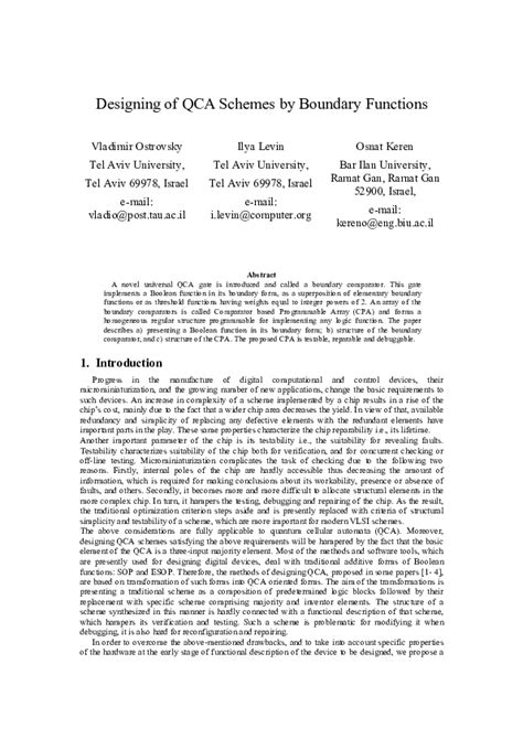 Pdf Designing Of Qca Schemes By Boundary Functions