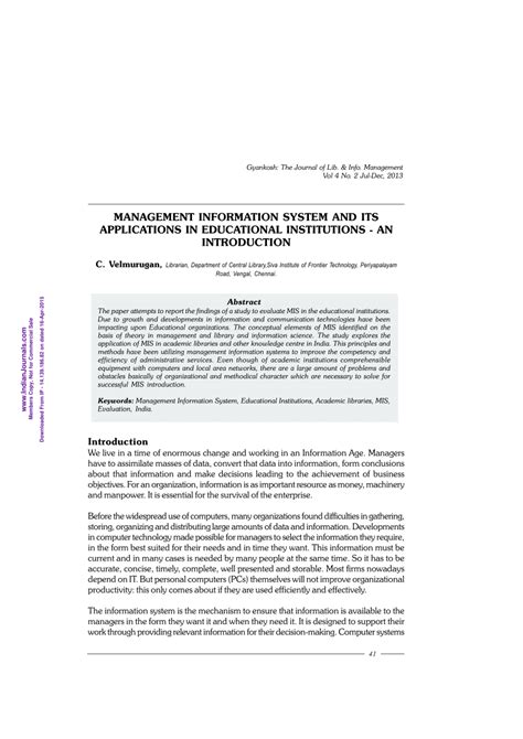 Pdf Management Information System And Its Applications In Educational Institutions An