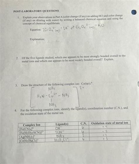 Solved Experiment 12 Coordination Chemistry Report Part