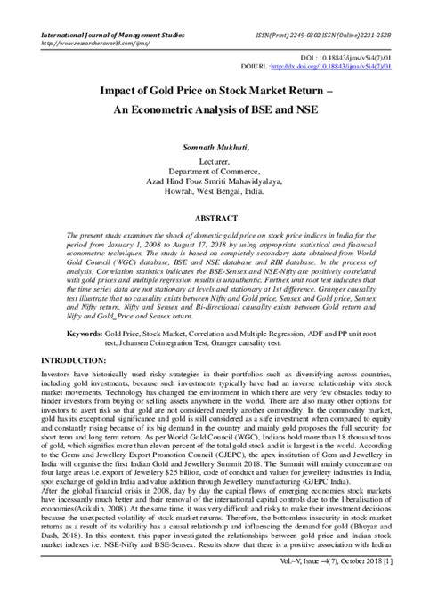 Pdf Impact Of Gold Price On Stock Market Return An Econometric