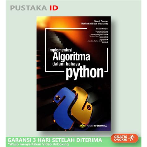 Jual Buku Implementasi Algoritma Dalam Bahasa Python Wendi Zarman Dan Mochamad Fajar Wicaksono