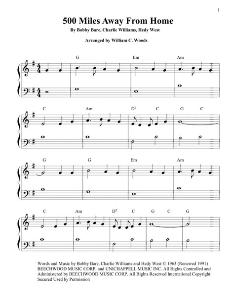 500 Miles Away From Home Arr William C Woods By Charlie Williams