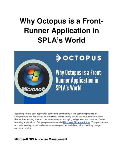 Ppt Why Octopus Is A Front Runner Application In Splas World