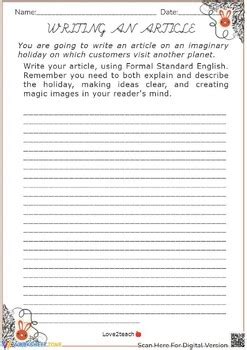 Writing An Article Sheet Bundle Writing Skills Formal Register
