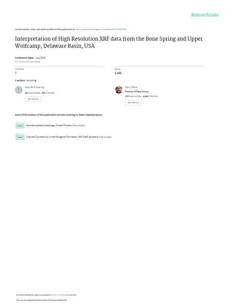Rowe Interpretation Of High Resolution Xrf Data From The Bone Spring And Upper Wolfcamp