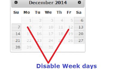 JQuery UI Datepicker Disable Weekdays