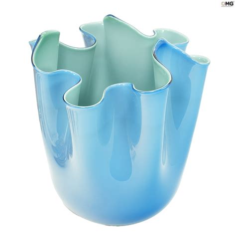 Wave Centerpiece Bowl Light Blue Original Murano Glass Omg