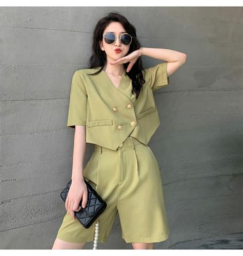 여자 여름 정장 반바지 세트 검정 크롭 슈트 투피스 여성 셋업 핑크 세미 오버핏 티몬