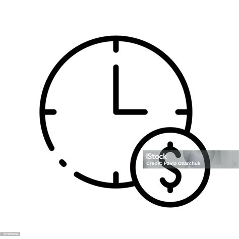 시간은 머니 라인 아이콘입니다 시간 엄수 간판 일정 모래 시계 알람 시계 타이머 스톱워치 24 시계 주위 계획 약속 흰색 배경에