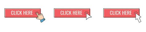 Click Cursor Icon With Click Here Button Vector Set Action Button With