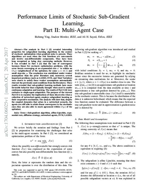 Pdf Performance Limits Of Stochastic Sub Gradient Learning Part Ii