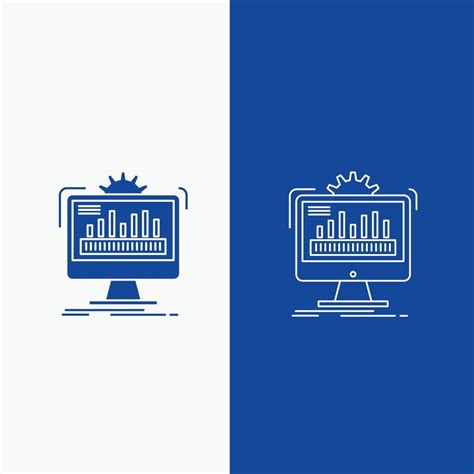 Dashboard Admin Monitor Monitoring Processing Line And Glyph Web Button In Blue Color