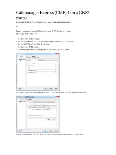 Configuring Callmanager Express Version 4 On A Gns3 Router Simulator Pdf