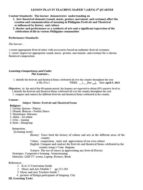 Learning Competency And Code The Learner Pdf Festival Learning