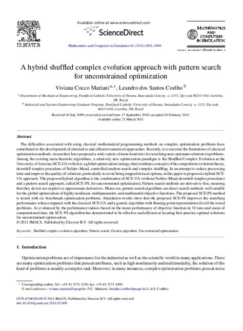 Pdf A Hybrid Shuffled Complex Evolution Approach Based On Differential Evolution For