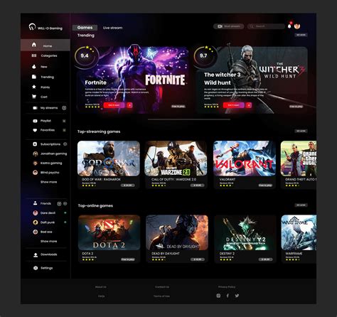 Ui Of Streaming And Gaming Platform On Behance