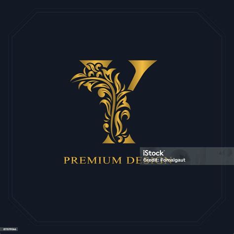 골드 우아한 편지 Y 우아한 스타일입니다 붓글씨 아름 다운 간판입니다 책 디자인 브랜드 비즈니스 카드 레스토랑 부티크 호텔