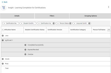 insight learning completion for certifications