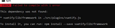 Nodejs Adding Vuetify Via Vue Cli Leads To Module Not Found Error