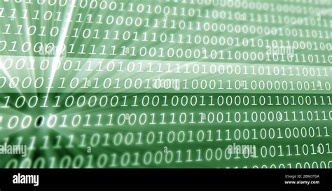 Colorful Digital Binary Data Digits And Streaming Binary Code Background With Light Beams Stock