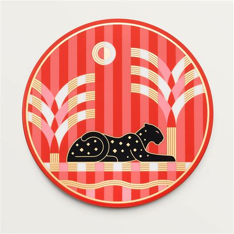 Crog000958 Set Med Sex Panthère De Cartier Underlägg Lackad Metall Cartier