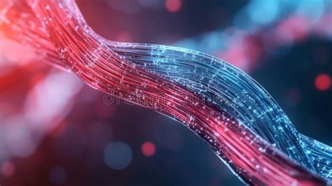 Abstract Digital Data Stream With Red And Blue Glowing Fibers Technology And Connection Concept
