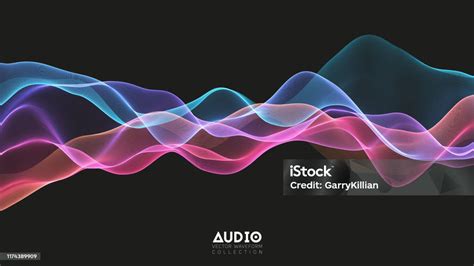 벡터 3d 에코 오디오 웨이브 스펙트럼 추상 음악 파 진동 그래프 미래 지향적 인 음파 시각화 다채로운 빛나는 임펄스 패턴 합성