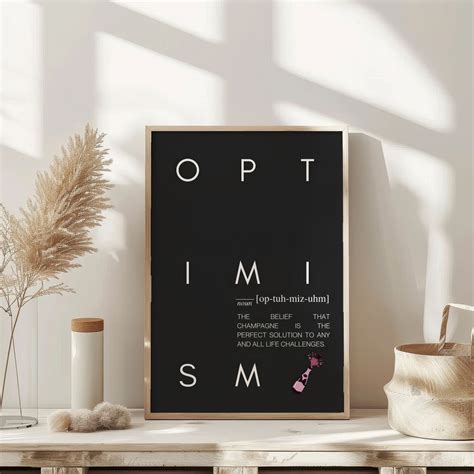 Optimism Definition Print Modern Galley Wall Poster Minimalist Home Bar
