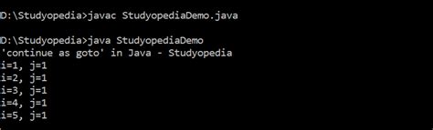 Break Continue Statements In Java Studyopedia