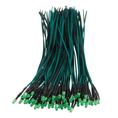 Edgelec 50pcs 12 Volt 3mm Green Led Lights Emitting Diodes Pre Wired 7 9 Inch Dc 12v