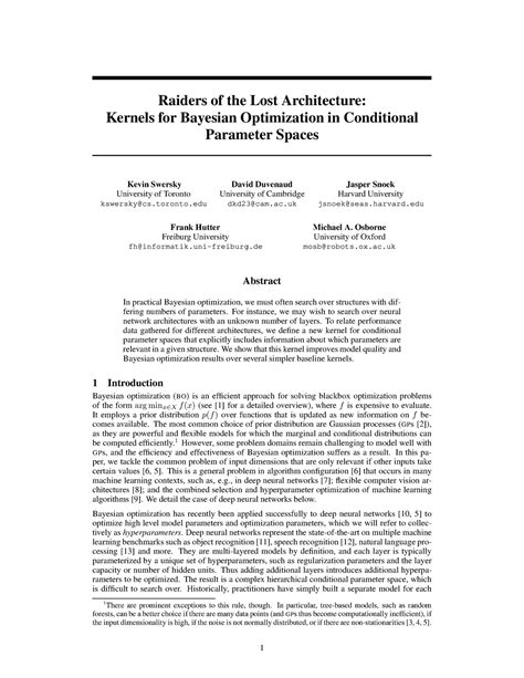 Raiders Of The Lost Architecture Kernels For Bayesian Optimization In Conditional Parameter