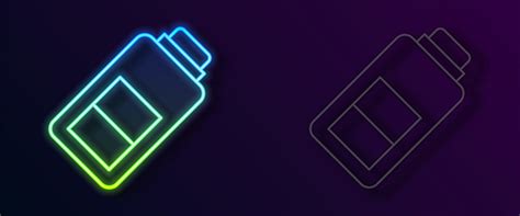 검은 색 배경에 격리 된 빛나는 네온 라인 배터리 충전 수준 표시기 아이콘 벡터 가득 찬에 대한 스톡 벡터 아트 및 기타 이미지 가득 찬 계기판 측정기 고압 전류