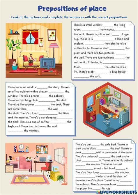 Prepositions Of Place Exercises Elementary Prepositions Of P
