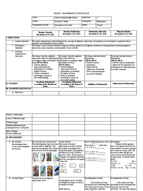Developing Understanding Of Polynomial Classification And Operations Through Engaging Activities Developing Understanding Of Polynomial Classification And Operations Through Engaging Activities