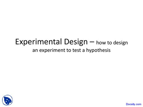 Experimental Design Introductory Biology Lecture Slides Docsity