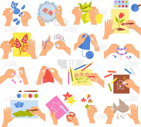 儿童 创造力 折纸工艺 简单背景 针织品 铅笔 涂料 自制的 着色 做