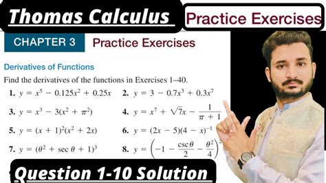 Thomas Calculus Practice Exercise 3 Question 1 To 10 Solution Derivatives Of Functions By