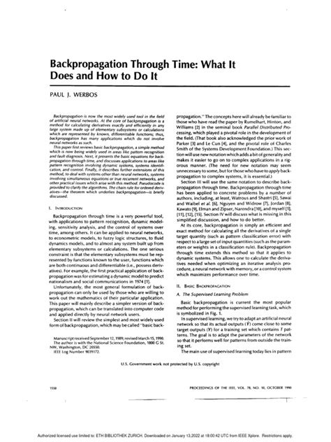 Backpropagation Through Time What It Does And How To Do It Pdf