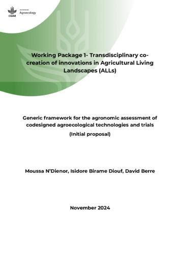 Generic Framework For The Agronomic Assessment Of Codesigned Agroecological Technologies And
