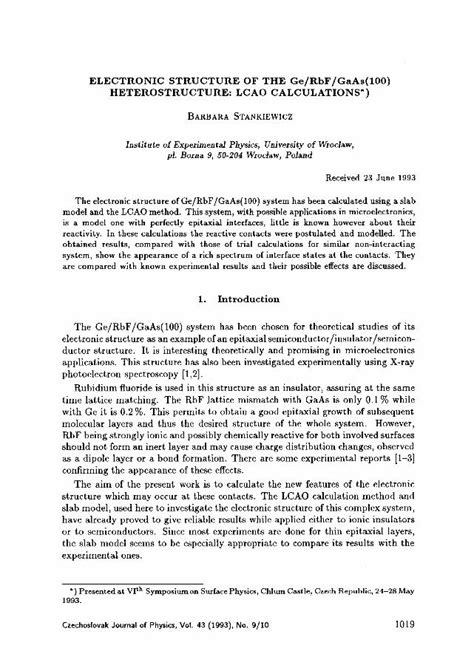 Pdf Electronic Structure Of The Ge Rbf Gaas 100 Heterostructure Lcao Calculations Dokumen Tips