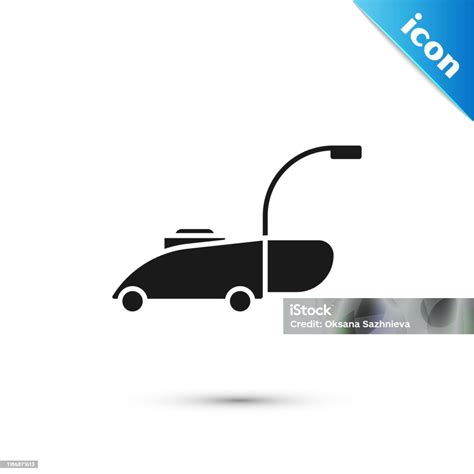 흰색 배경에 격리 된 검은 잔디 깎는 기계 아이콘입니다 잔디 깎는 잔디를 절단 잔디 벡터 일러스트레이션 농업에 대한 스톡 벡터 아트 및 기타 이미지 Istock