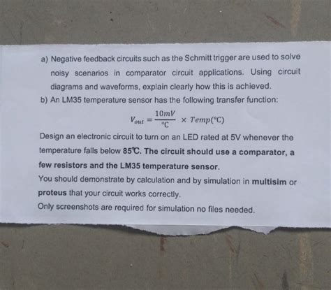 Solved A Negative Feedback Circuits Such As The Schmitt