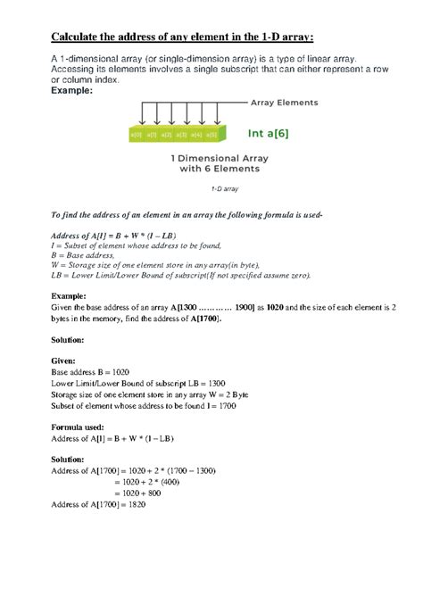 42 Calculating The Address Of An Element In An Array Calculate The