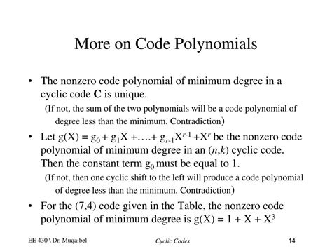 PPT CYCLIC CODES PowerPoint Presentation Free Download ID