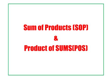 SOP POS Boolean Algebra Simplification K Maps